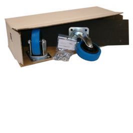 Rollbrett-50x12cm-mit-2x-80mm-blauer-Lenkrolle-mit-Stop-und-Montagematerial